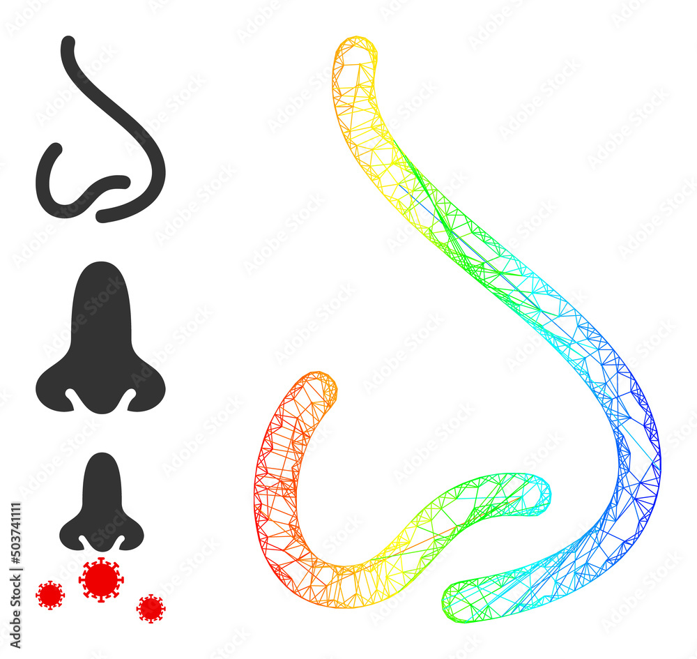 Spectral gradient crossing mesh human nose. Linear carcass flat net ...