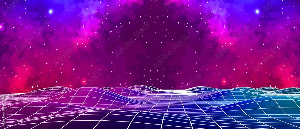 3840x2160. Retro futuristic 80s design. Car on a road, metaverse ...