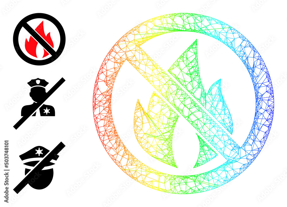 Rainbow vibrant net stop fire. Hatched frame flat net geometric symbol ...