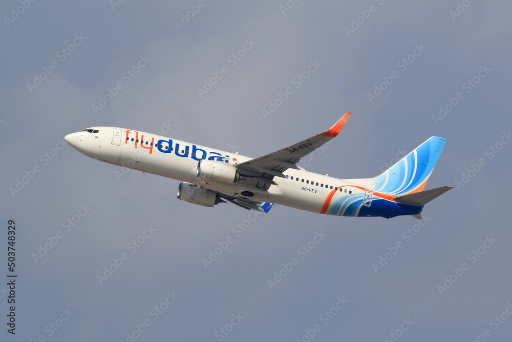 FlyDubai Boeing 737-800 airplane at Dubai international airport Stock ...