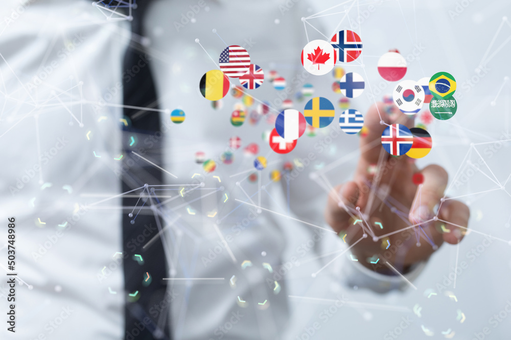 World map with all states and their flags,3d render. Stock Photo ...