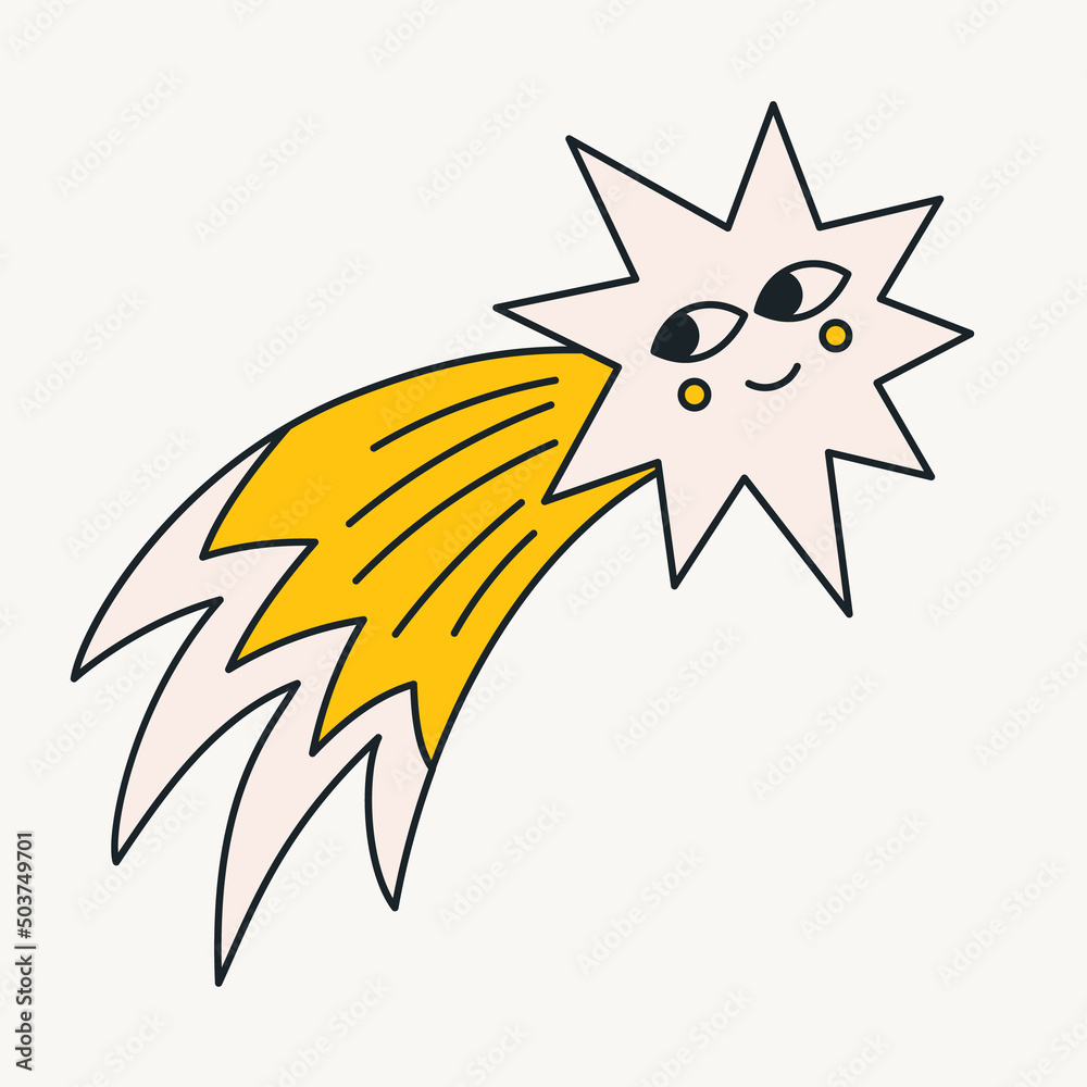 Cartoon vector funny cute comet Comic characters. Stock Vector | Adobe ...