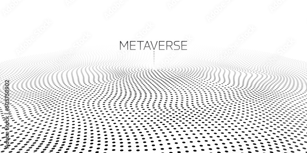 Metaverse world map globe black dots pattern wavy isolated on white ...