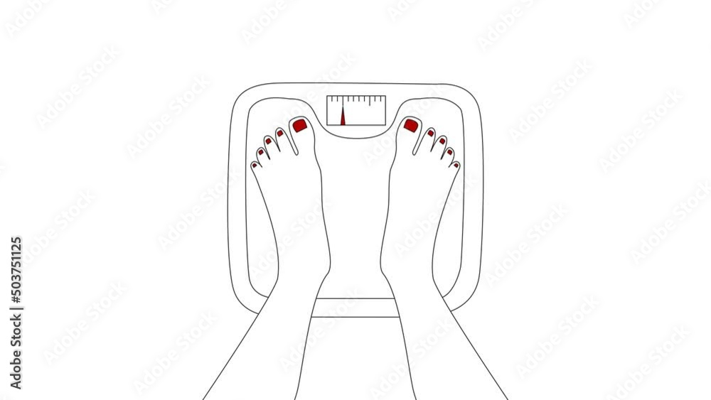 Motion animation self-drawn scales, thin female legs with red nails ...