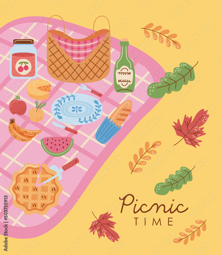 picnic time lettering poster Stock Vector | Adobe Stock
