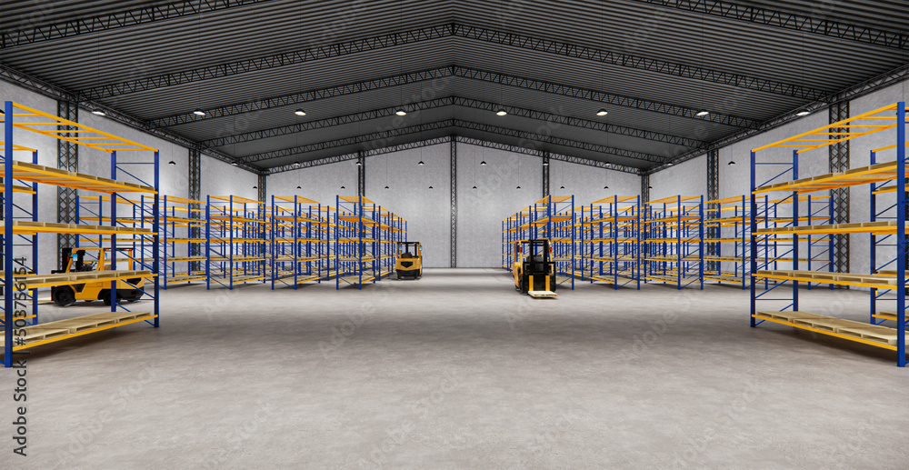 Warehouse or industry building interior. industrial building empty ...