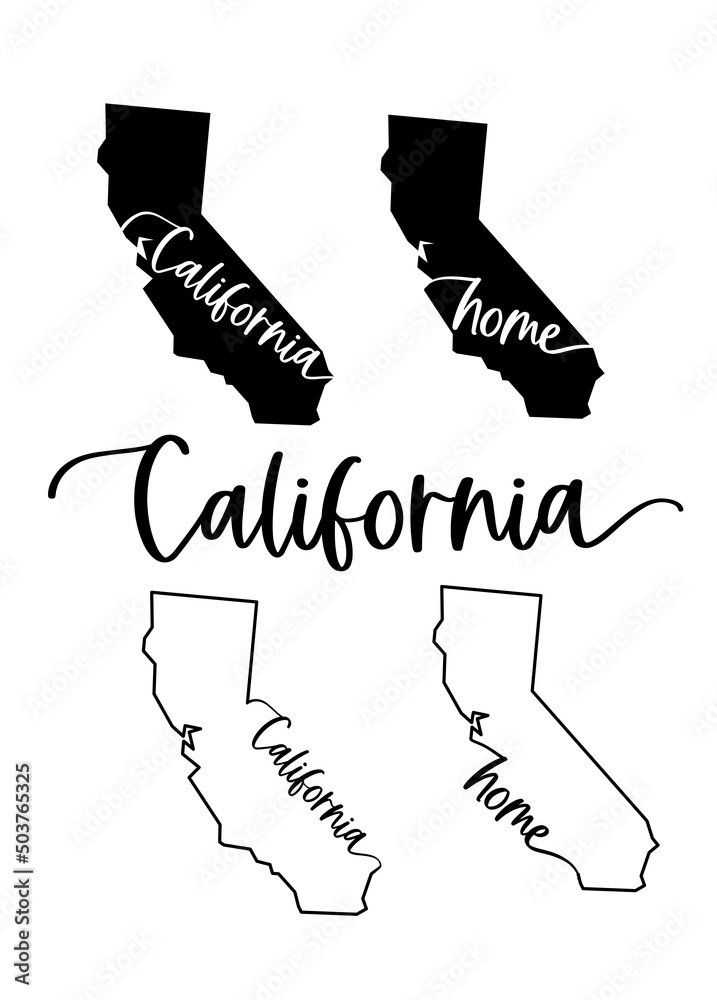 Stylized map of the U.S. state of California vector illustration Stock ...