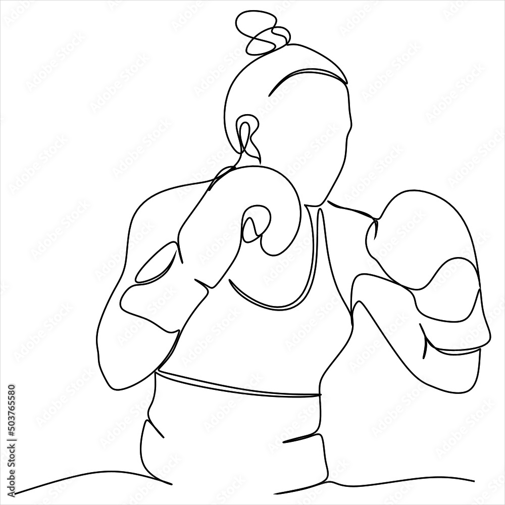 Continuous line art or one line drawing of a healthy boxer vector ...