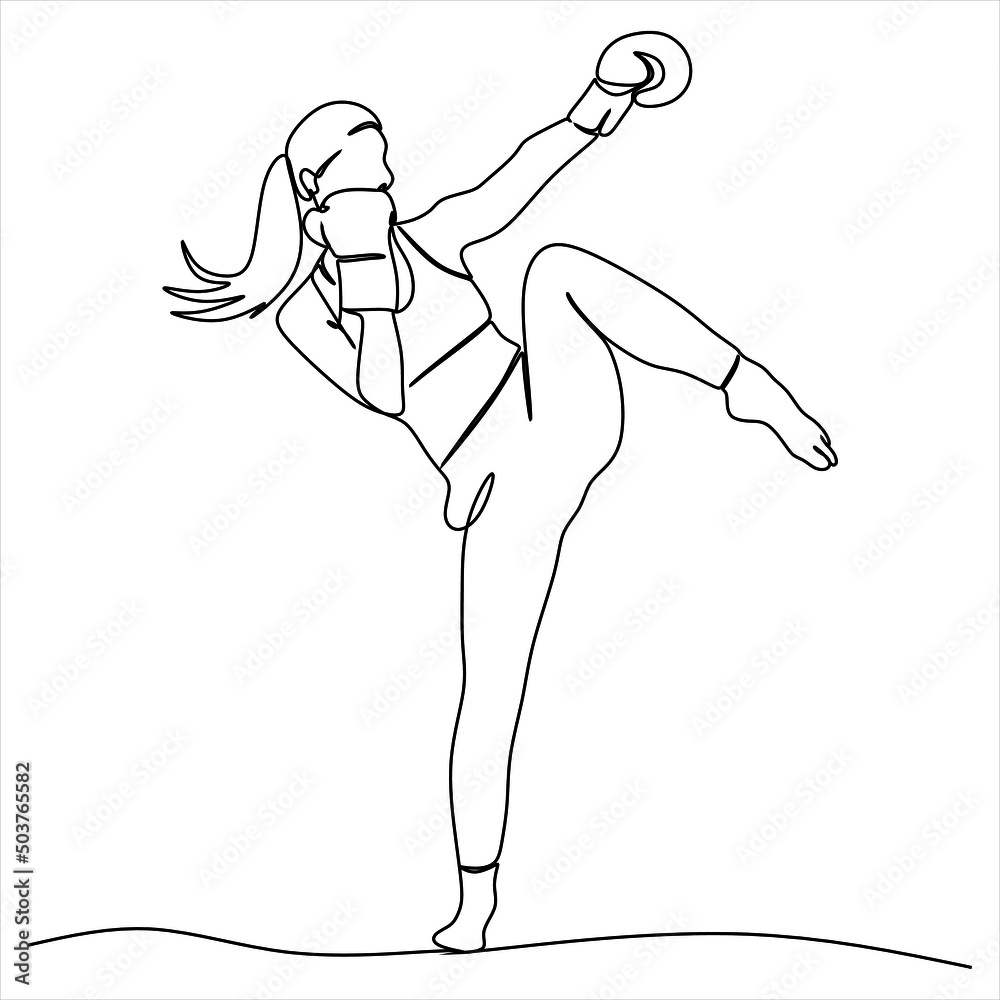 Continuous line art or one line drawing of a healthy boxer vector ...