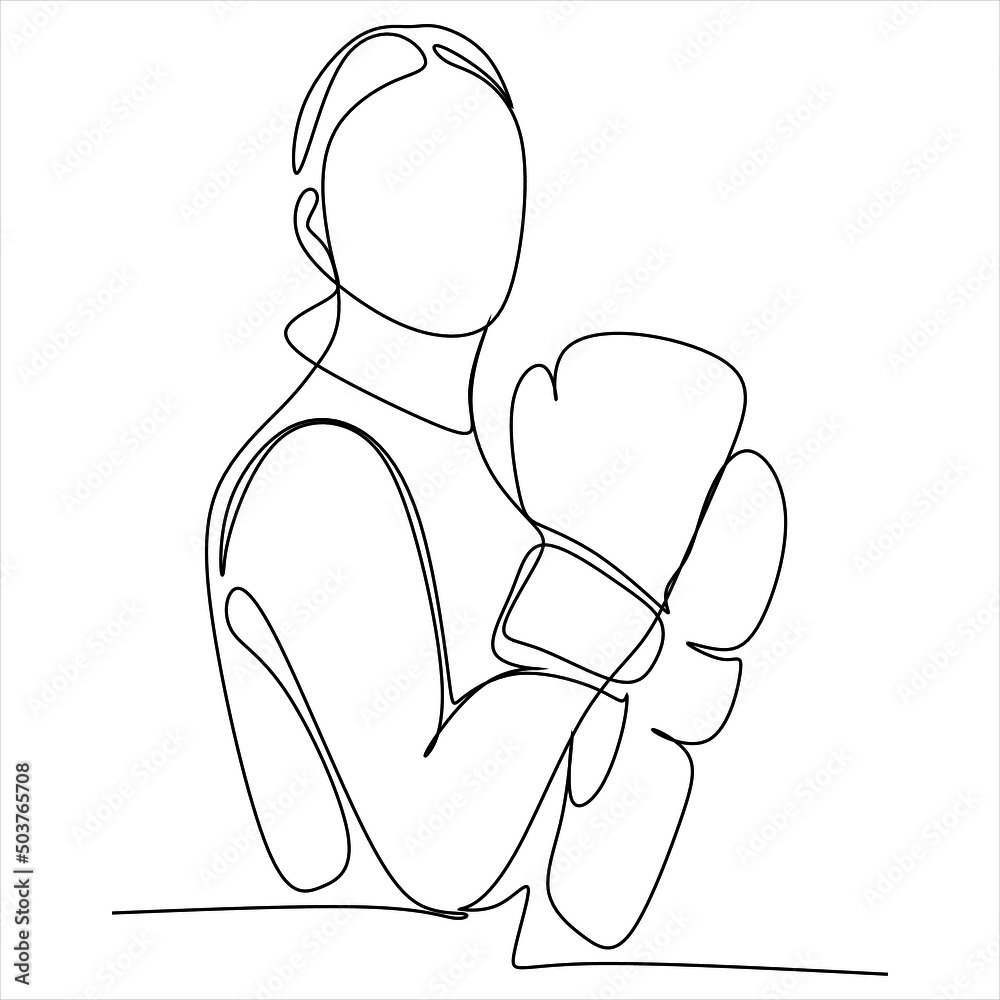 Continuous line art or one line drawing of a healthy boxer vector ...