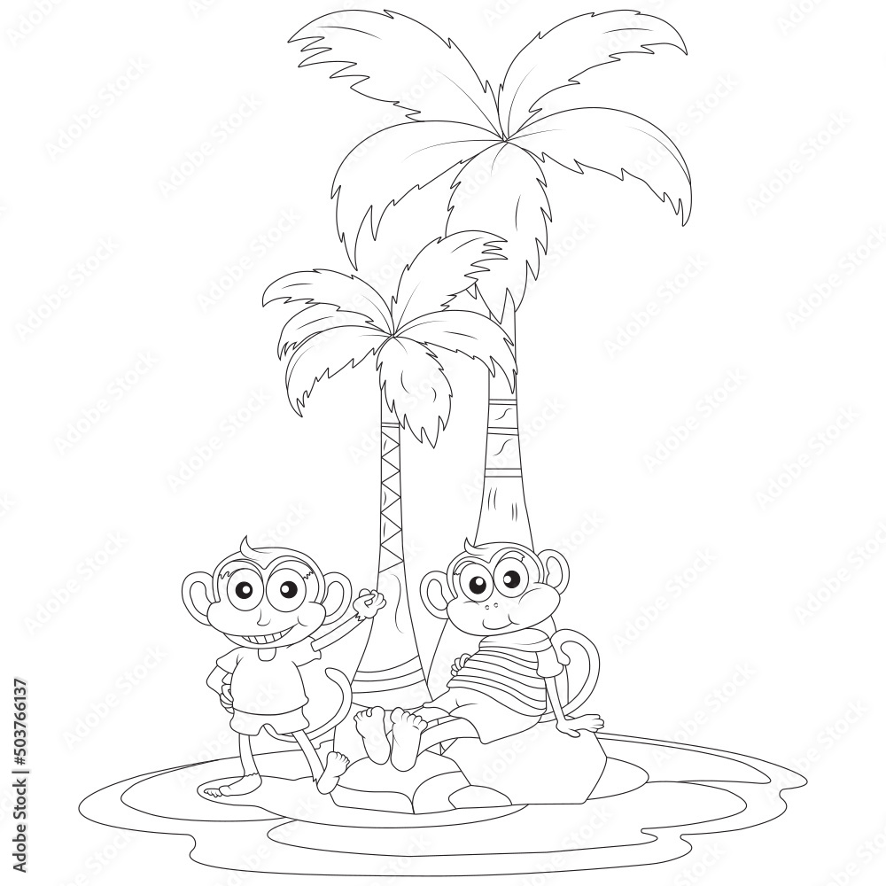 Funny Cat coloring page for children Stock Vector | Adobe Stock