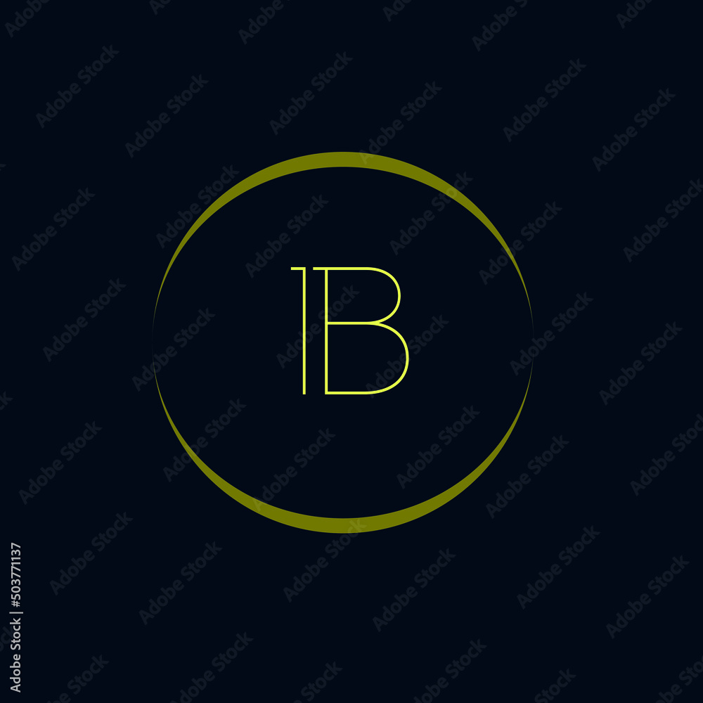 ib vector logo design, ib letter logo design on black background. Stock ...