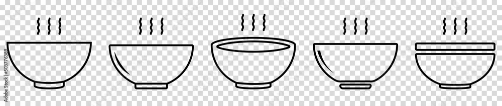 Bowl line icons. Vector illustration isolated on transparent background ...