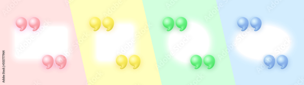 3d quote realistic render design in cute cartoon style volumetric icons ...