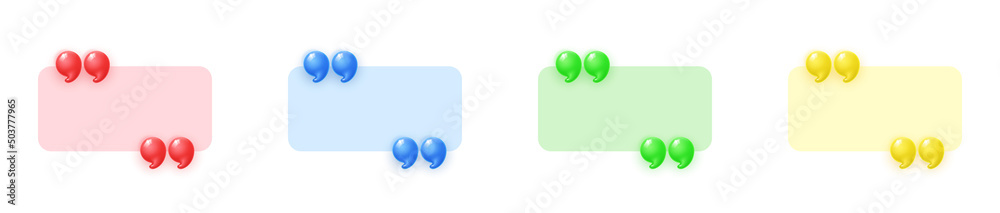 3d quote realistic render design in cute cartoon style volumetric icons ...