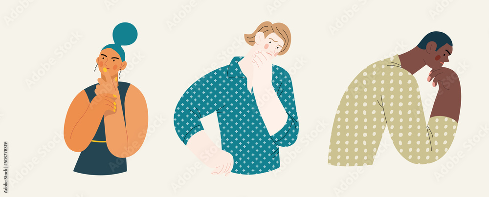 People portrait - Thinking people set-Modern flat vector concept ...