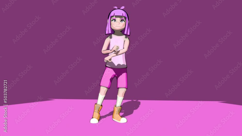 Illustrated cartoon anime girl dancing Gangnam style.. 4K animation ...