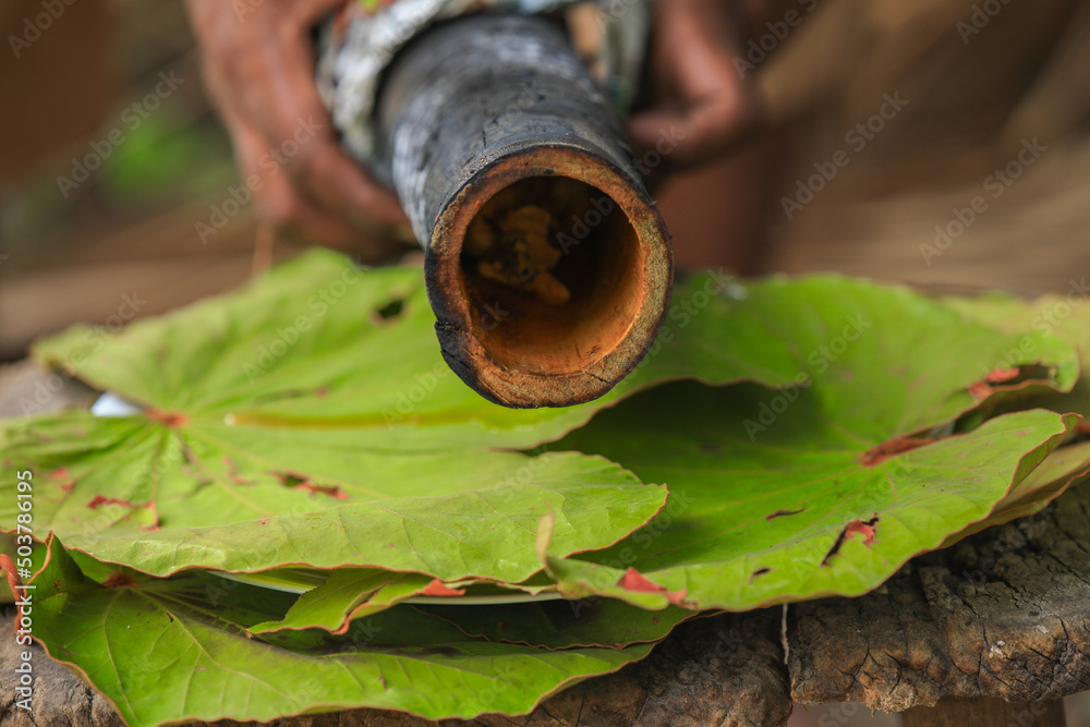 Bamboo chicken, chicken cooked in bamboo,rice cooked in bamboo,bongu ...