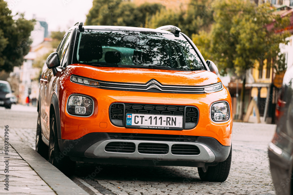 Batumi, Adjara, Georgia - March 20, 2022: Orange citroen c3 aircross ...