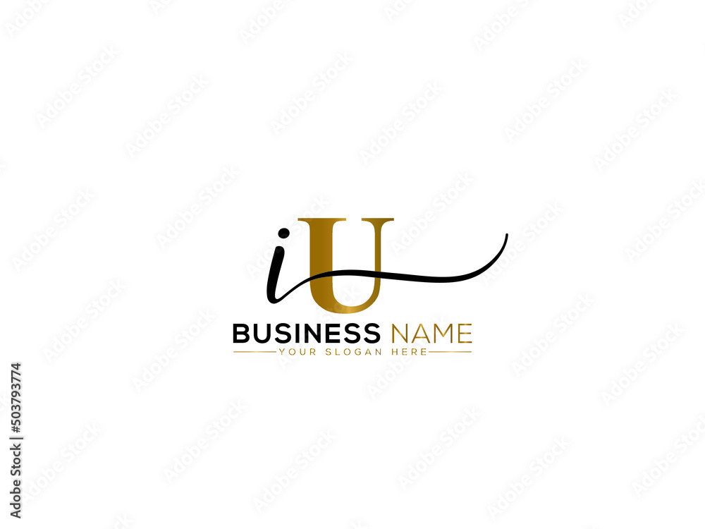 Minimalist IU Logo Icon, Signature Iu ui Letter Logo Design For Your ...
