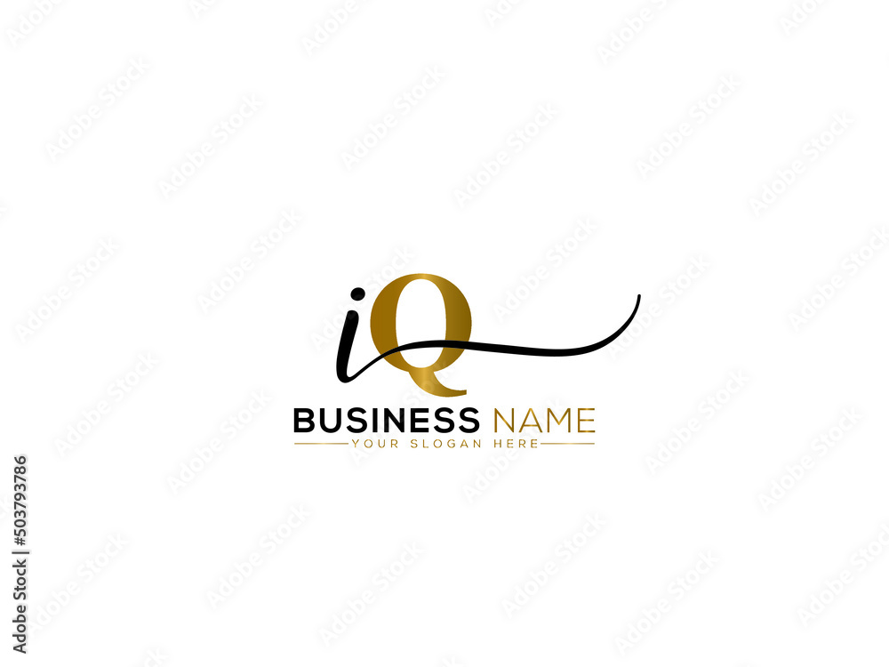 Minimalist IQ Logo Icon, Signature Iq qi Letter Logo Design For Your ...