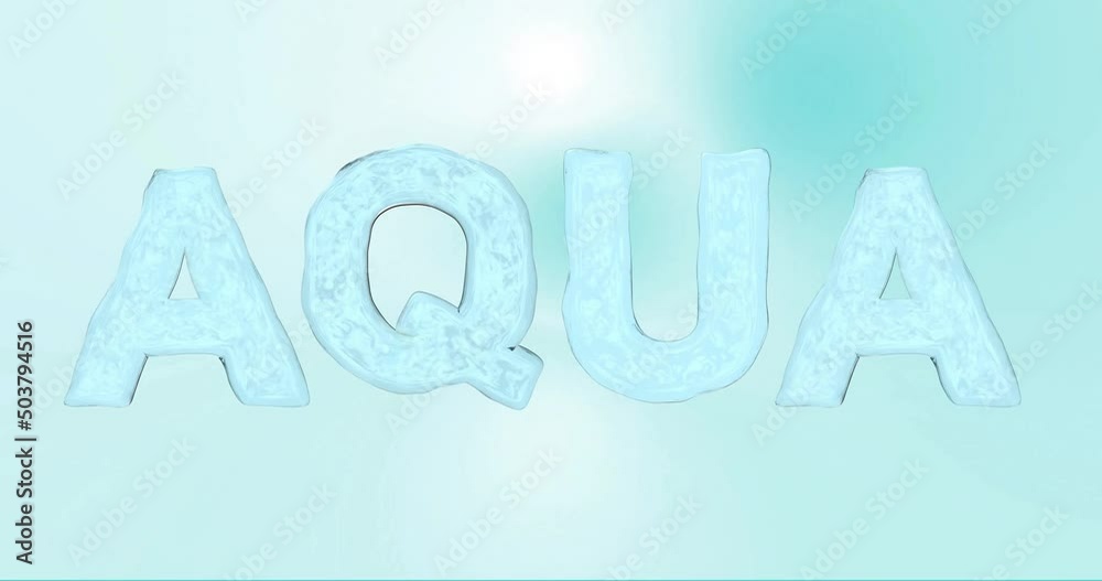 4K abstract animated blue water inscription Aqua.3d rendering water ...