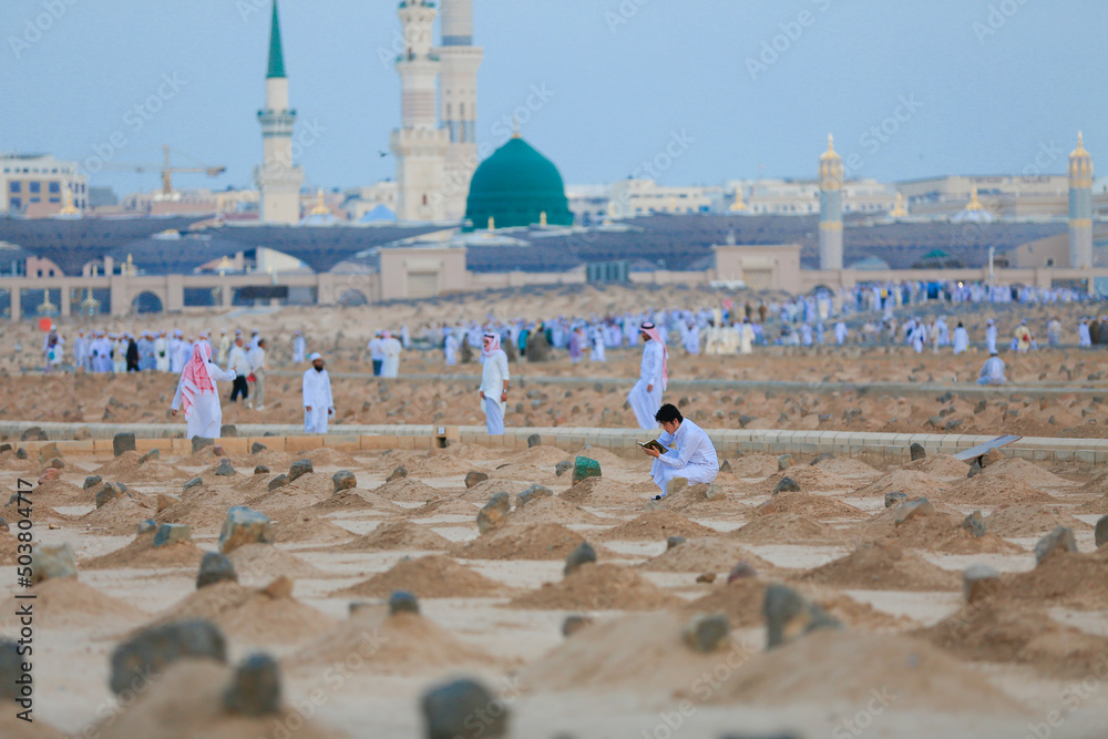 View of Baqee' Muslim cemetary at Masjid (mosque) Nabawi in Al Madinah ... View of Baqee' Muslim cemetary at Masjid (mosque) Nabawi in Al Madinah ...