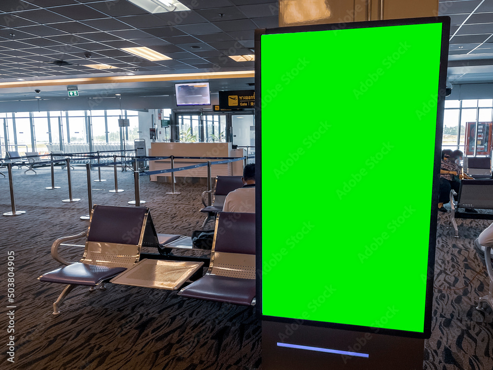 Empty Blank Green Screen Chroma Key Advertising Board or Commercial ...