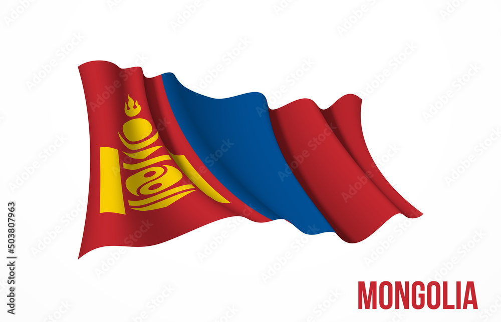 Mongolia flag state symbol isolated on background national banner ...