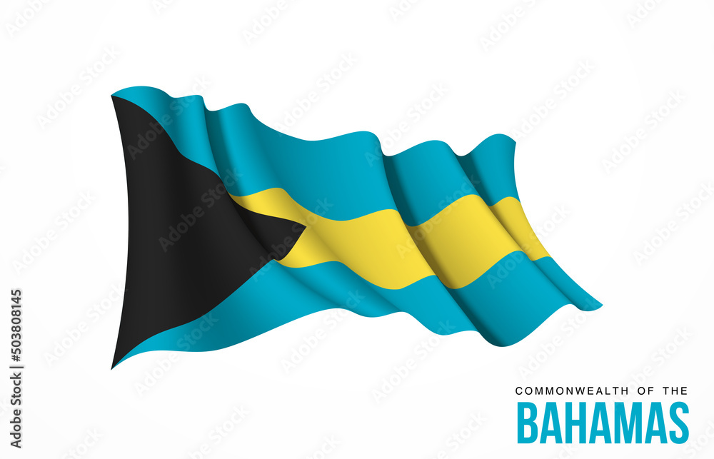 Bahamas flag state symbol isolated on background national banner ...