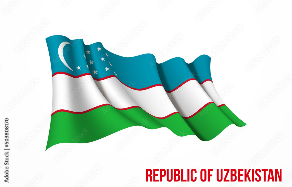 Uzbekistan flag state symbol isolated on background national banner ...