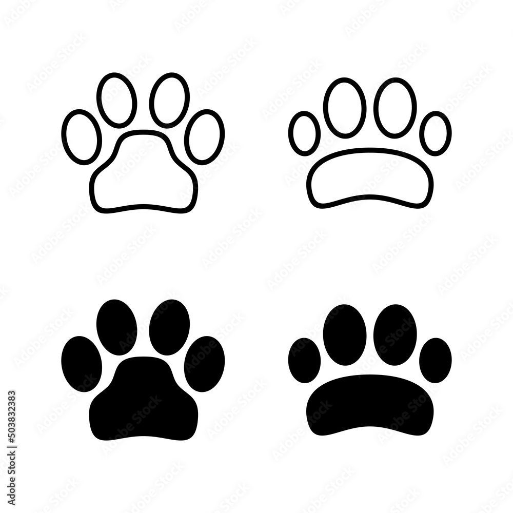 Paw icons vector. paw print sign and symbol. dog or cat paw Stock ...
