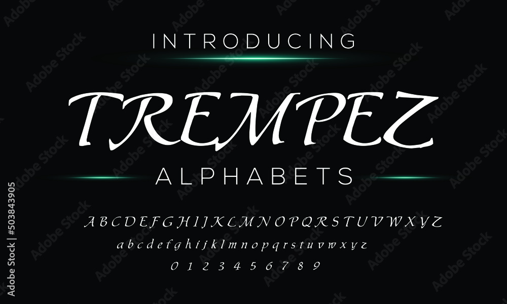 Script font display alphabet. Handwriting style fonts set. Typography a ...