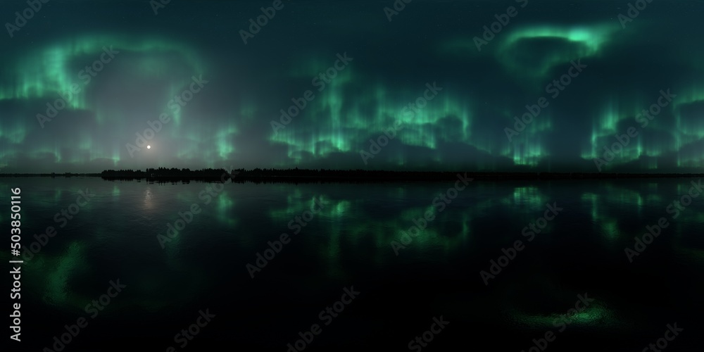 HDRI - Ice terrain with Aurora Borealis on the sky 09 Stock Photo ...