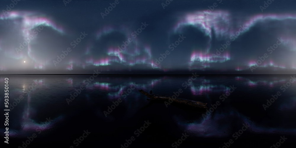 HDRI - Ice terrain with Aurora Borealis on the sky 02 Stock Photo ...