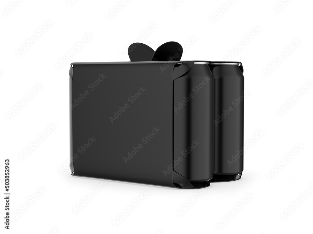 Blank Paper 6 Pack Cans Template, 3d render illustration. Stock ...