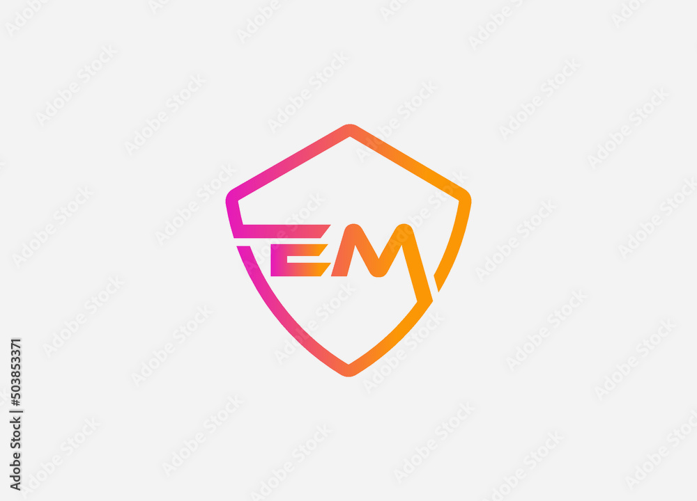 EM logo and shield icons, Shield logo with letter CM design template ...