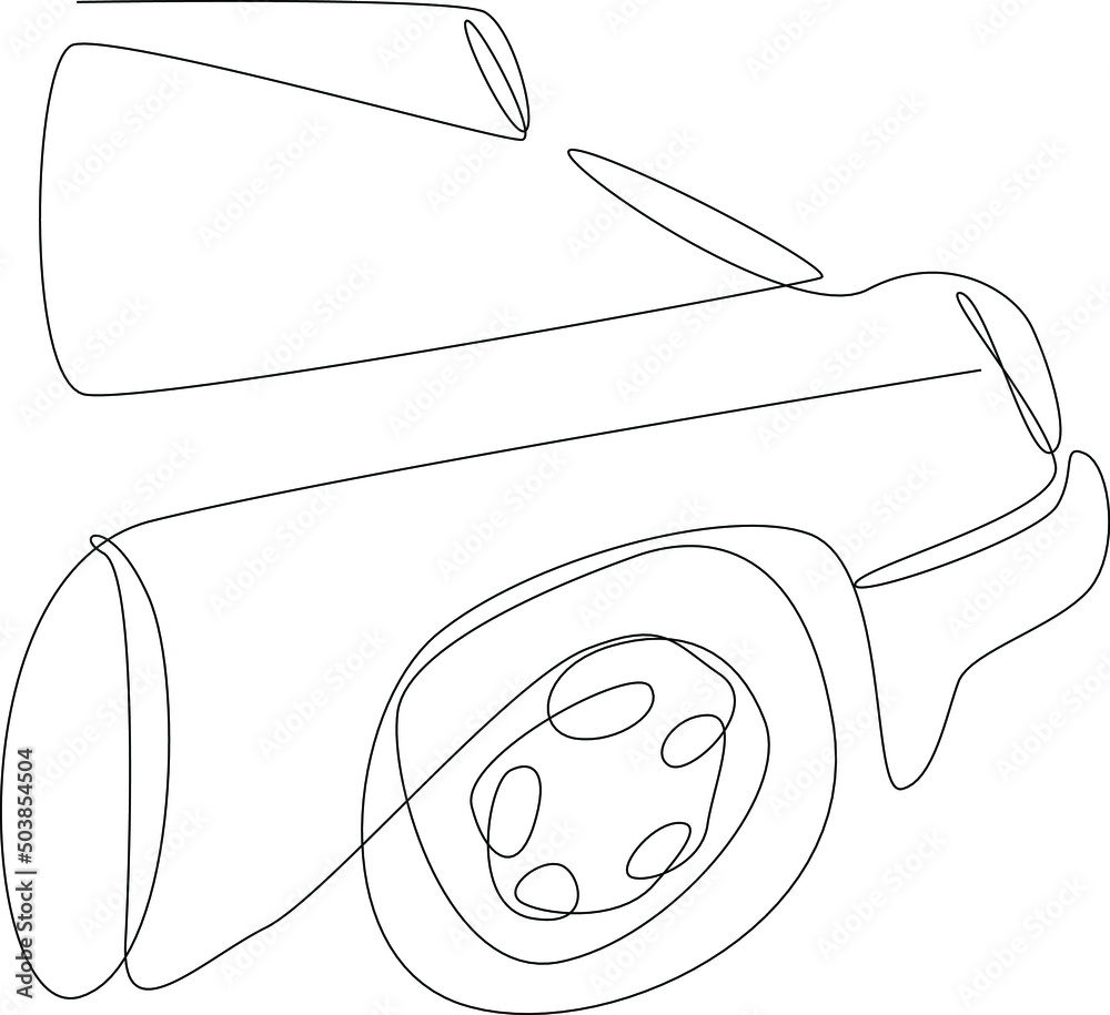 Continuous line art or Single Line Drawing of vintage car front is a ...