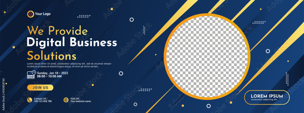 Business conference banner template design for webinar, marketing ...