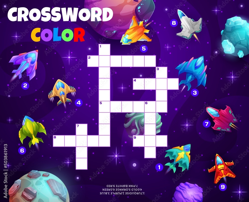 Space planets, spacecrafts and starships crossword grid, find a word ...