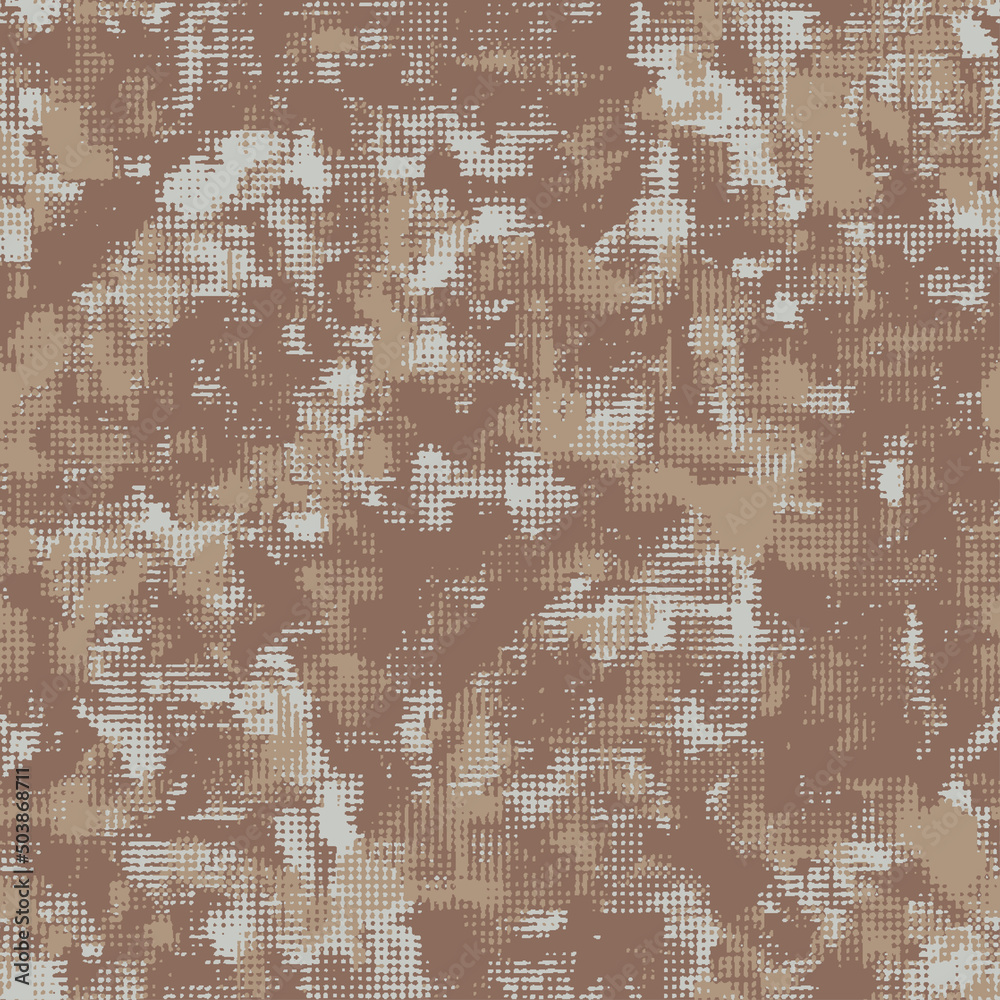 Vector digital camouflage. Brown sand halftone dots design style for ...