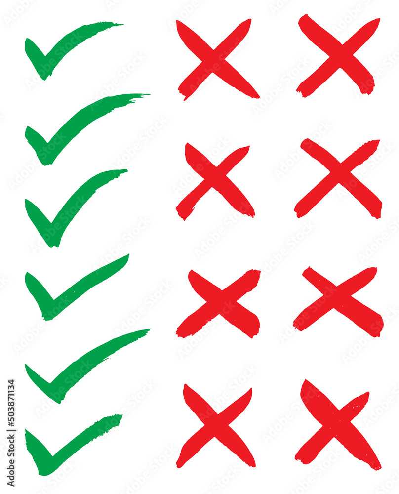 Checkmark And X Mark Icon Check And Uncheck Icon Vector Validation 