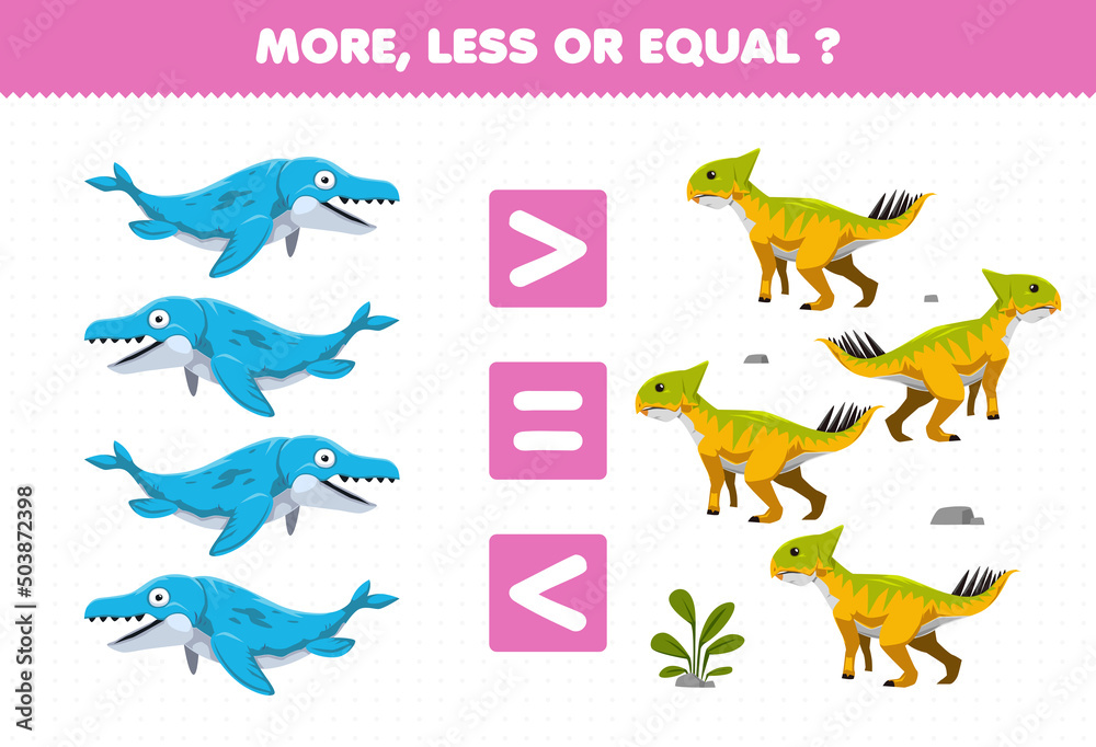 Education game for children more less or equal count the amount of cute ...
