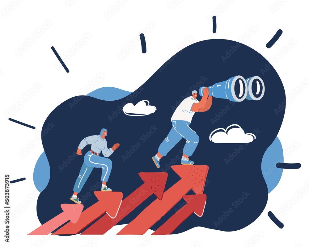 Cartoon vector illustration of Development positive growing concept ...