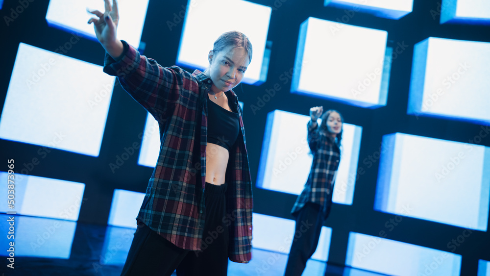 Diverse Group of Three Professional Dancers Performing a Hip Hop Dance ...