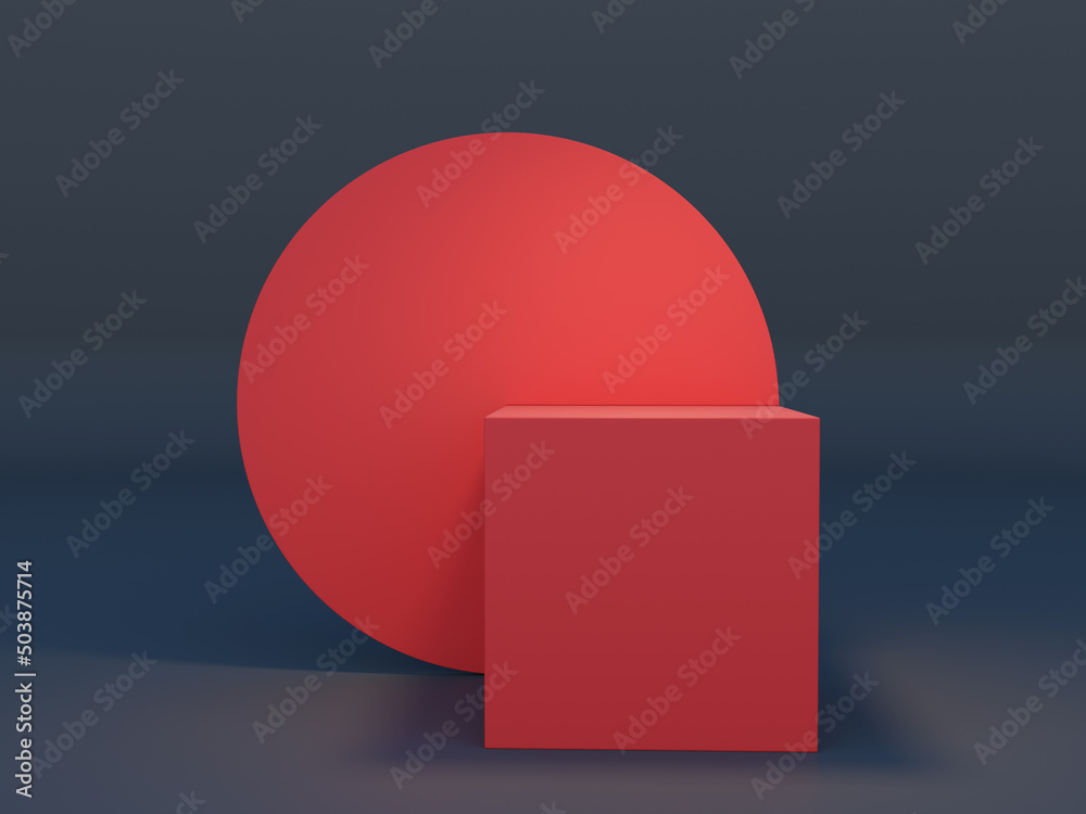 minimal display backdrop with cube, advertising floor stand, 3d render ...