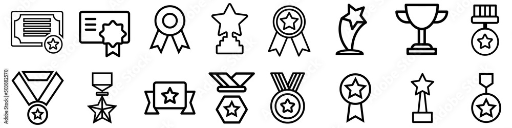Award icon vector set. trophy icon. achievement illustration symbol ...