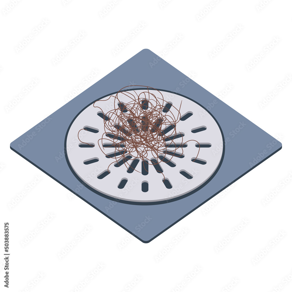 Hair clump on the shower drain grid. Excessive hair fall problem ...