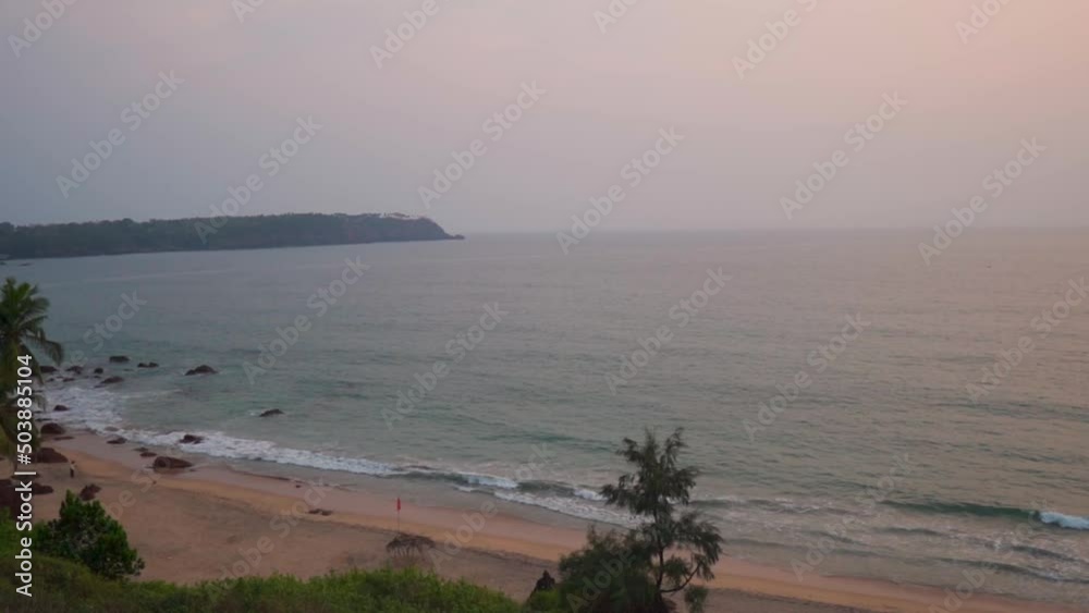 Wide angle shot of sunset at the Cabo de Rama beach in South Goa, India ...