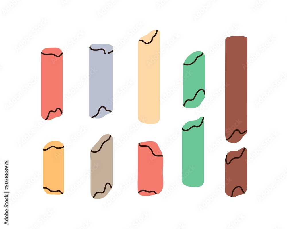 Crayon sticks of different colour. Used dry pigments for painting ...